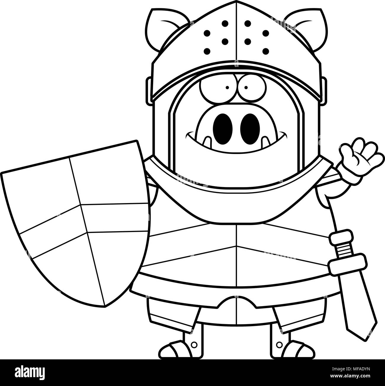 A cartoon illustration of a boar knight waving Stock Vector Image & Art ...