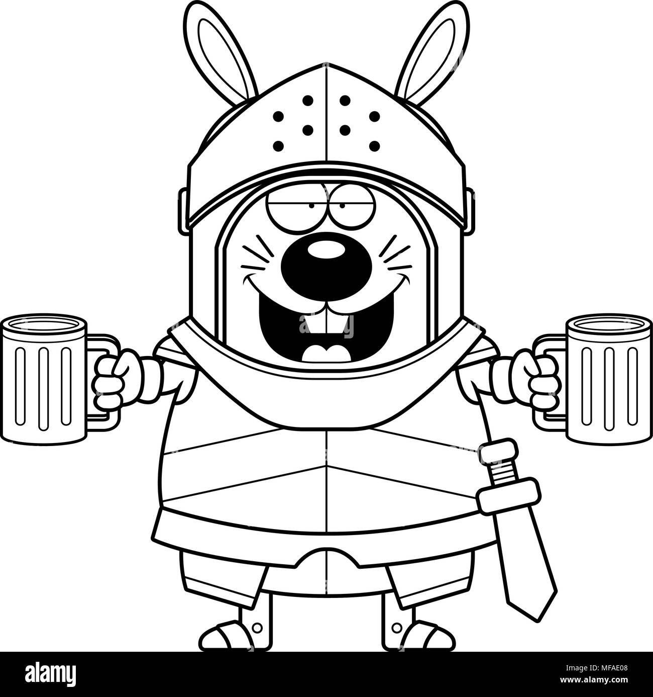 A cartoon illustration of a rabbit knight looking drunk Stock Vector ...