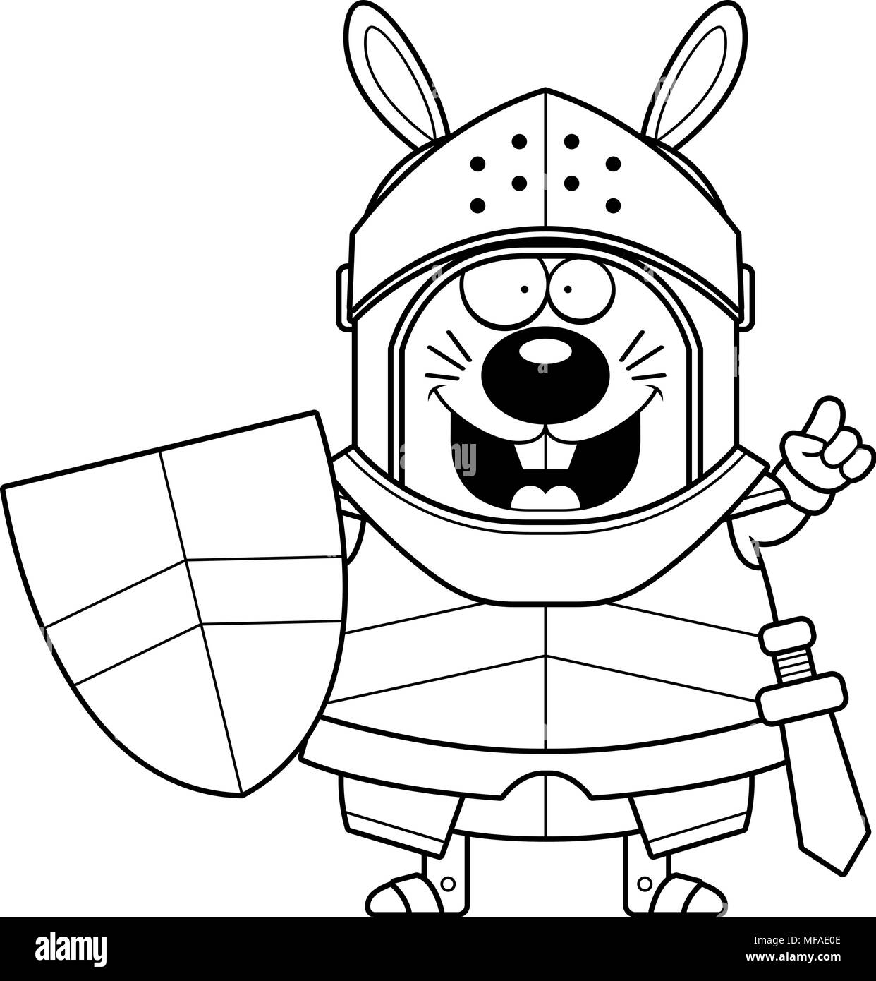 A cartoon illustration of a rabbit knight with an idea Stock Vector ...