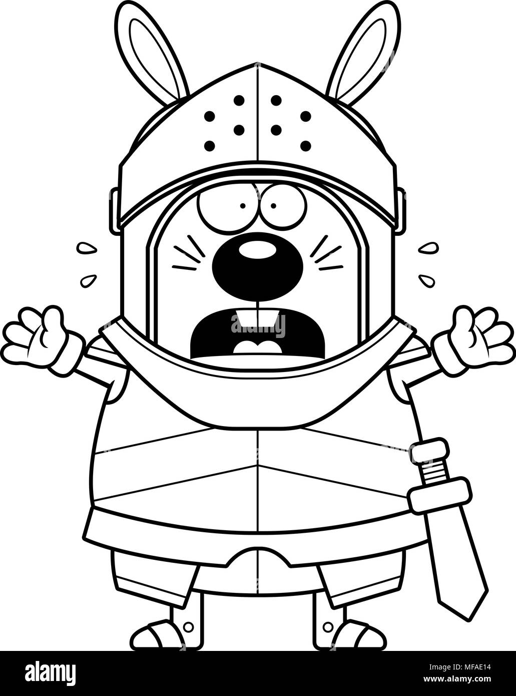 A cartoon illustration of a rabbit knight looking scared Stock Vector ...