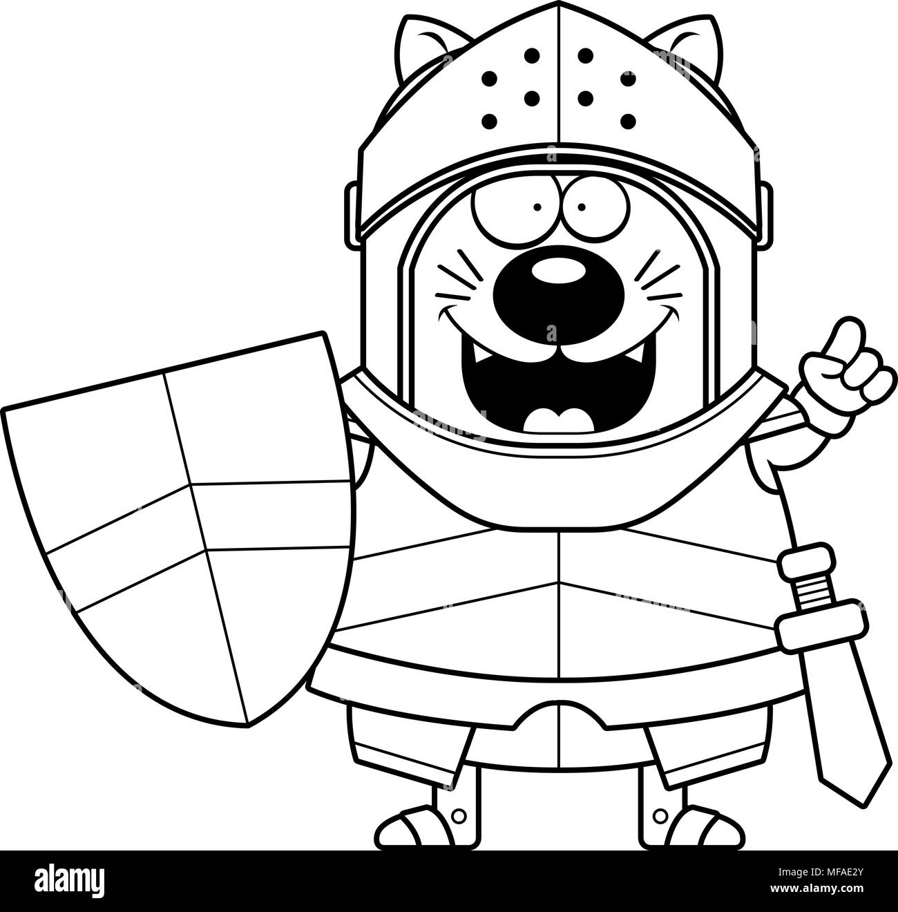 A cartoon illustration of a cat knight with an idea Stock Vector Image ...
