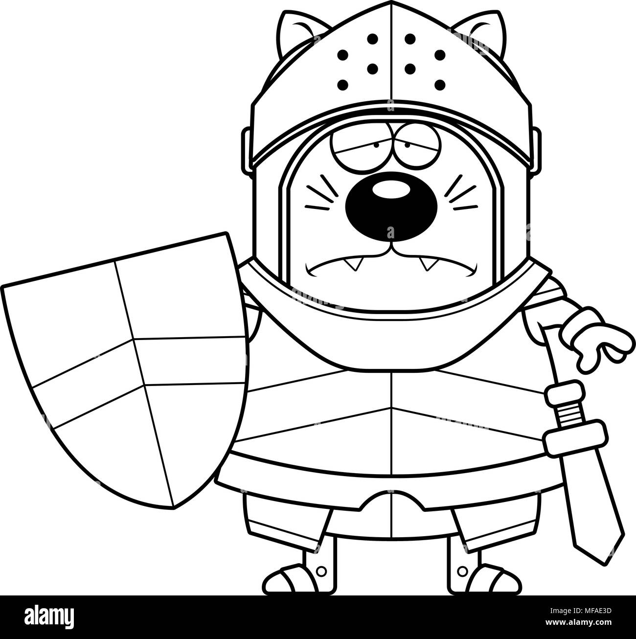 A cartoon illustration of a cat knight looking sad Stock Vector Image ...