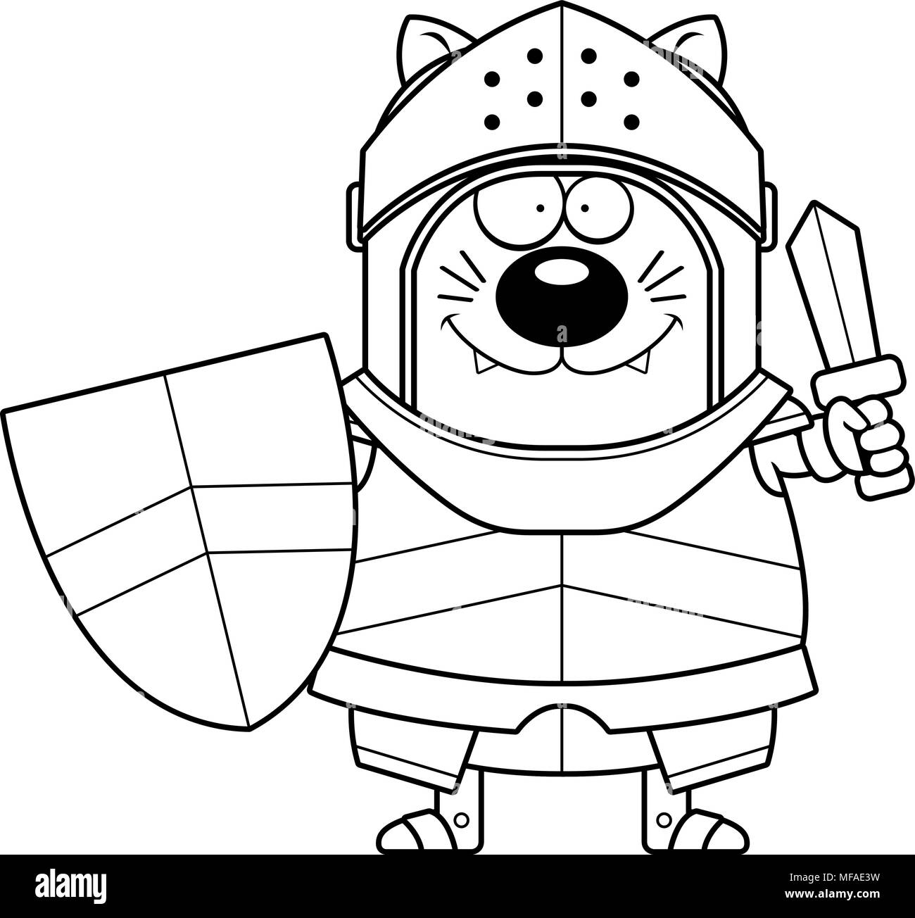 A cartoon illustration of a cat knight with a sword Stock Vector Image ...