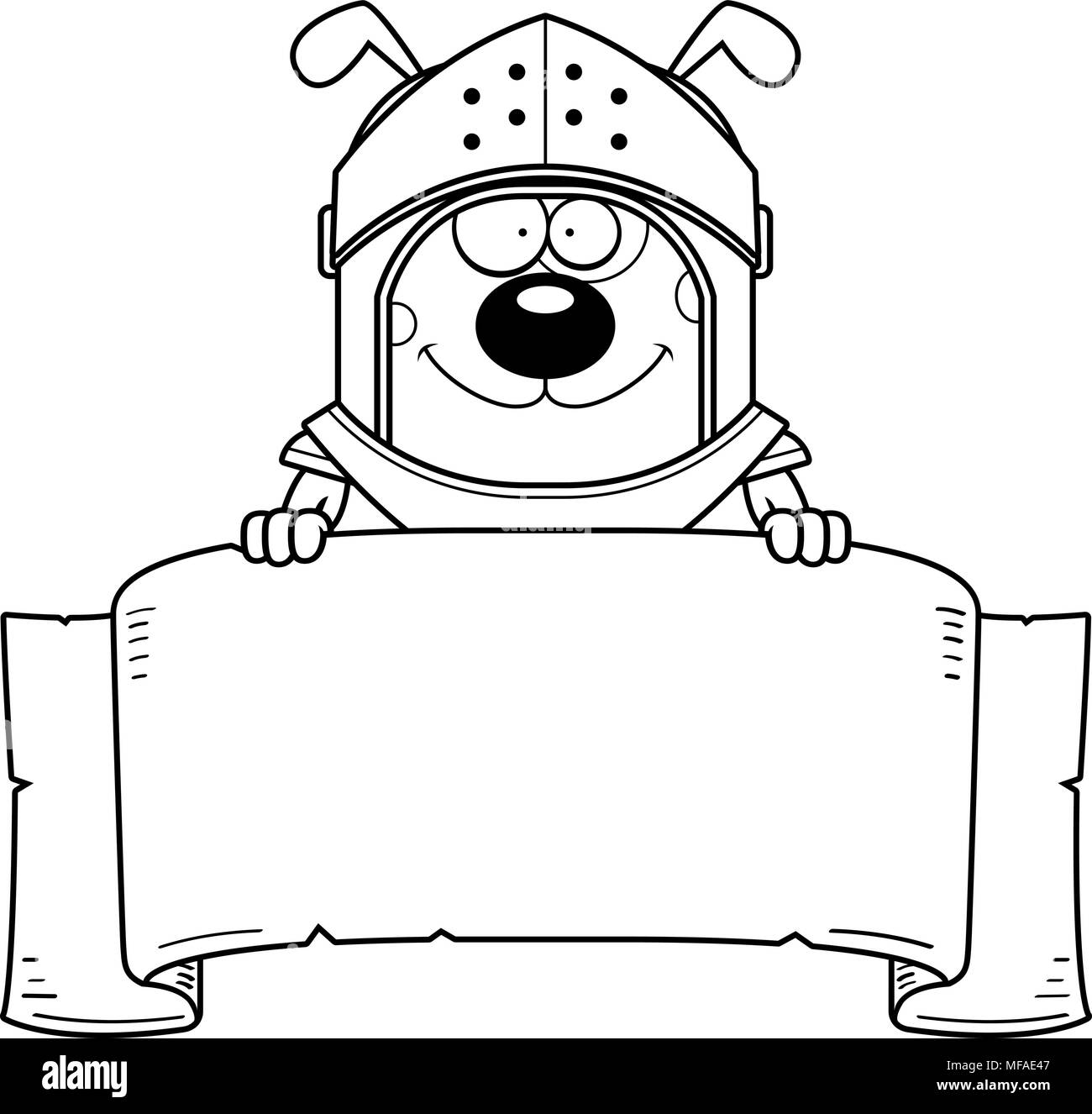 A cartoon illustration of a dog knight with a banner Stock Vector Image ...