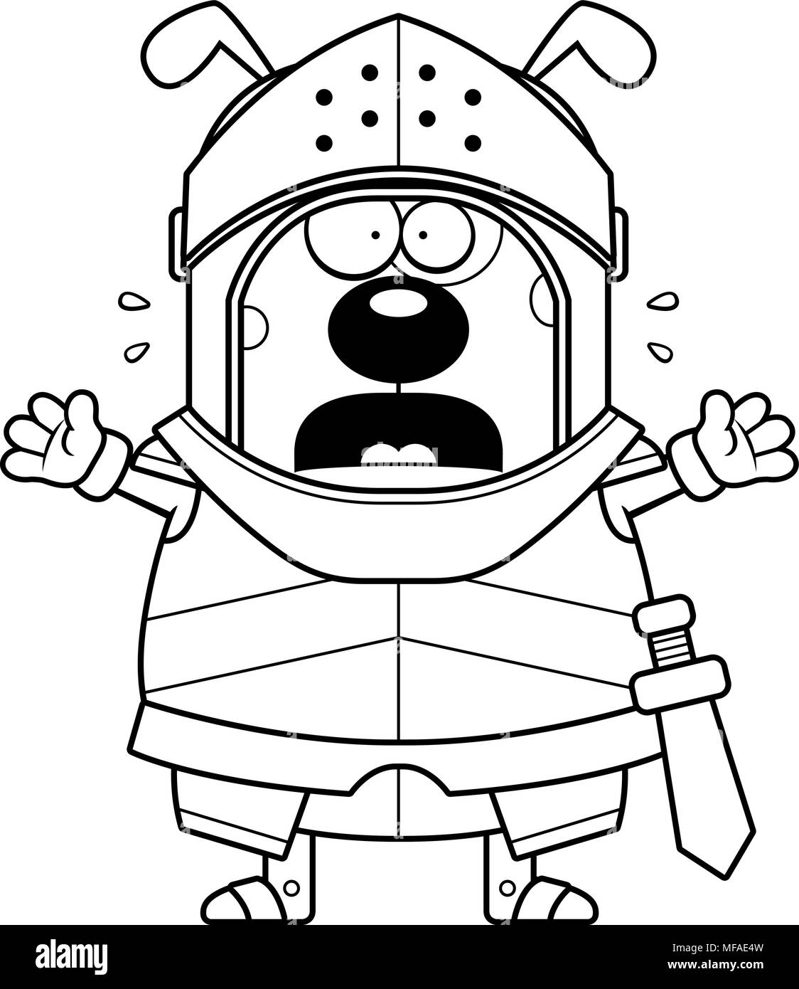 A cartoon illustration of a dog knight looking scared Stock Vector ...