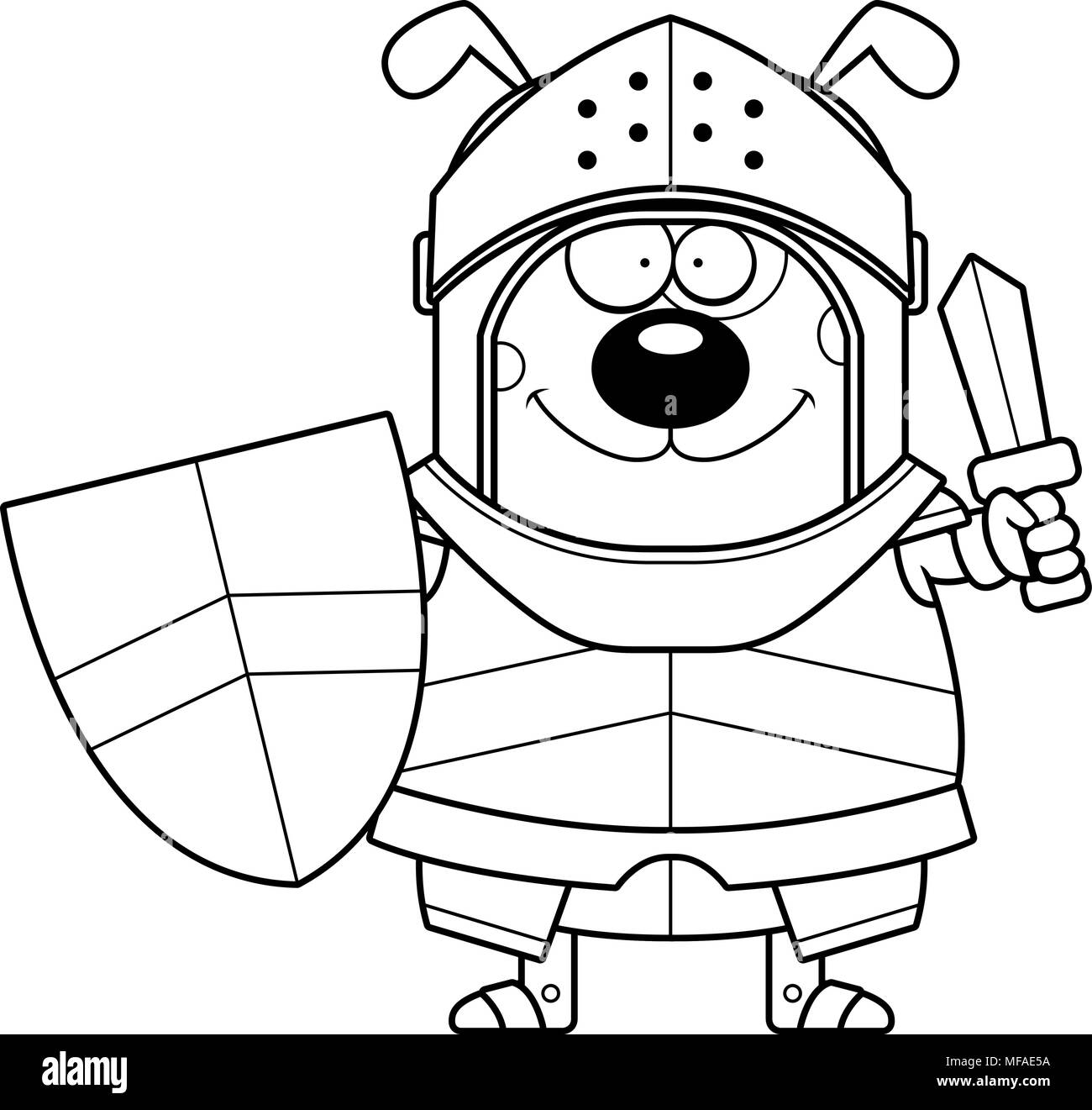 A cartoon illustration of a dog knight with a sword Stock Vector Image ...
