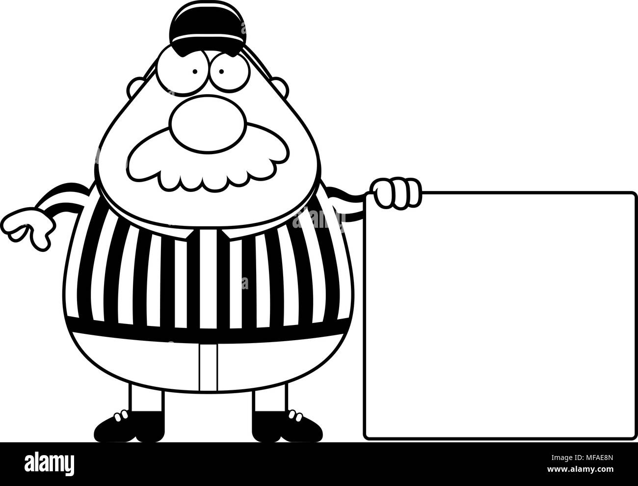 A cartoon illustration of a referee with a sign Stock Vector Image ...