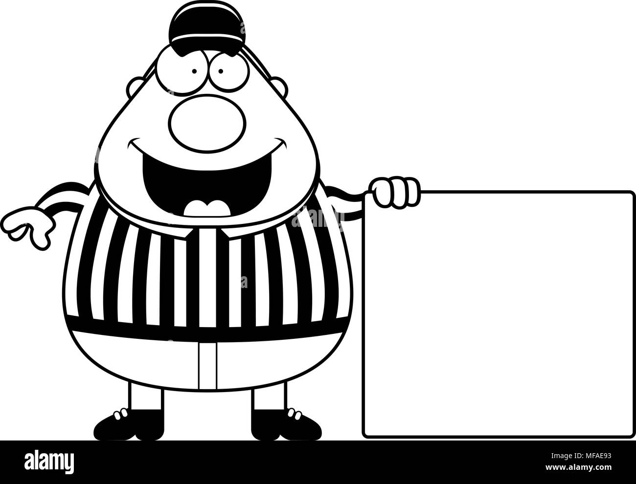 A cartoon illustration of a referee with a sign Stock Vector Image ...