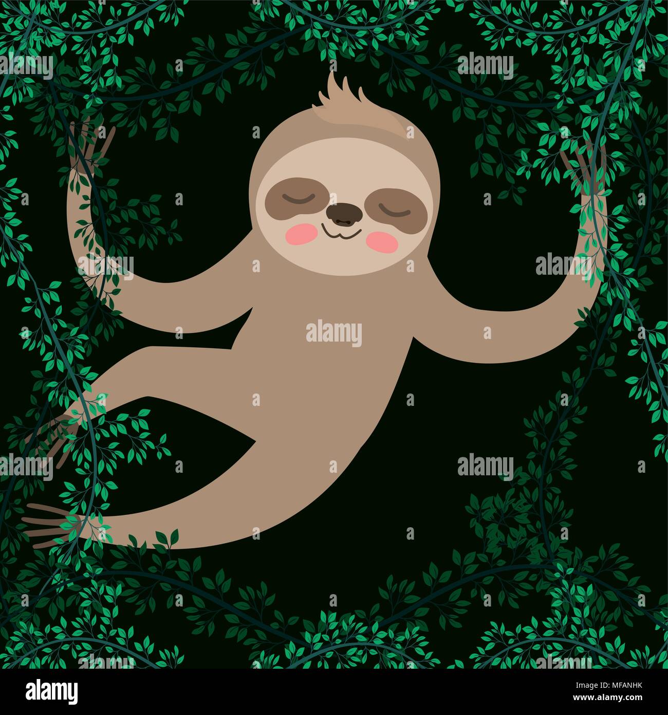 sloth in the jungle scene vector illustration design Stock Vector Image ...