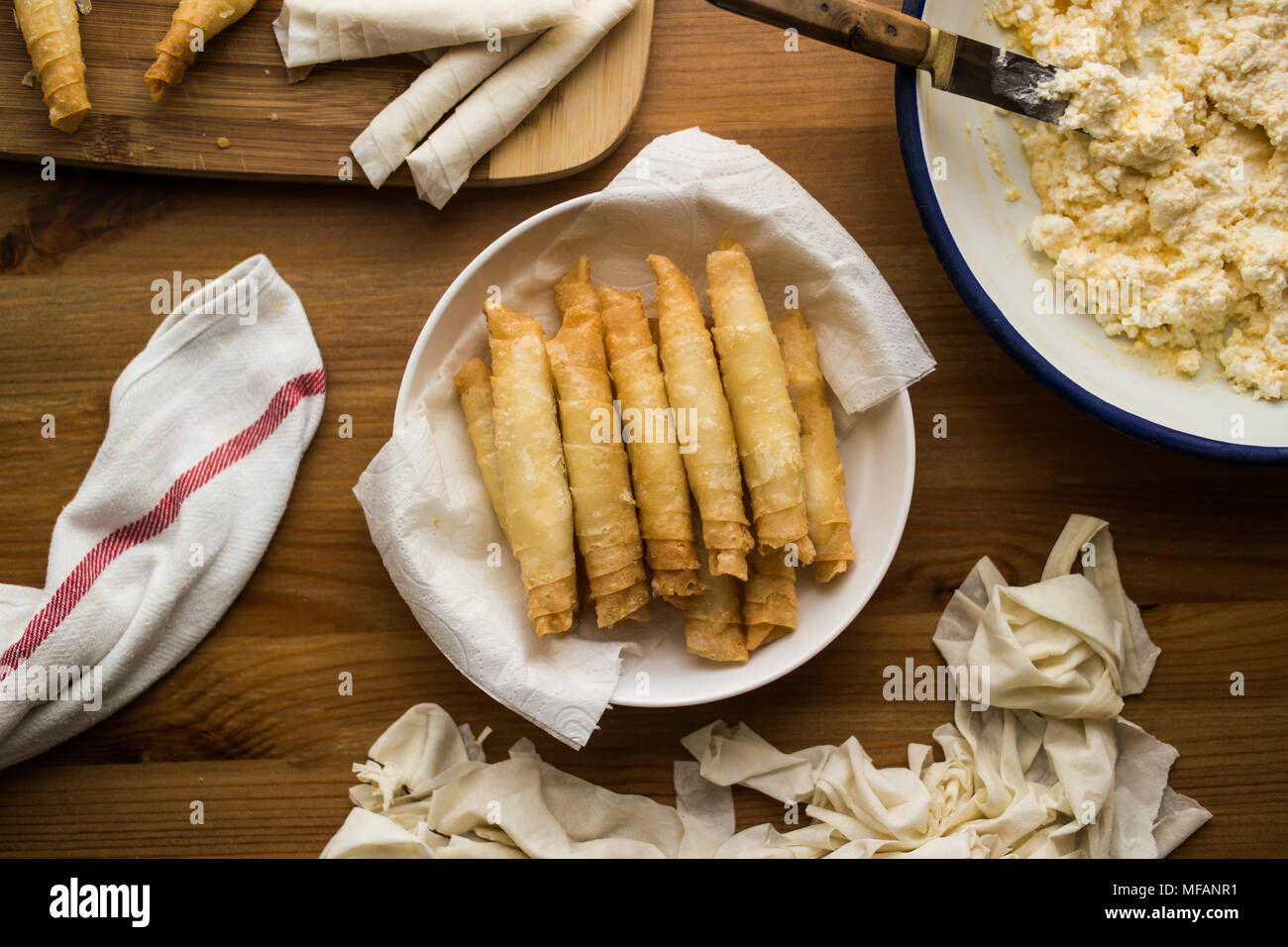 Sigara Boregi / Turkish Cigar Shaped Rolls. Traditional Borek / Burek ...