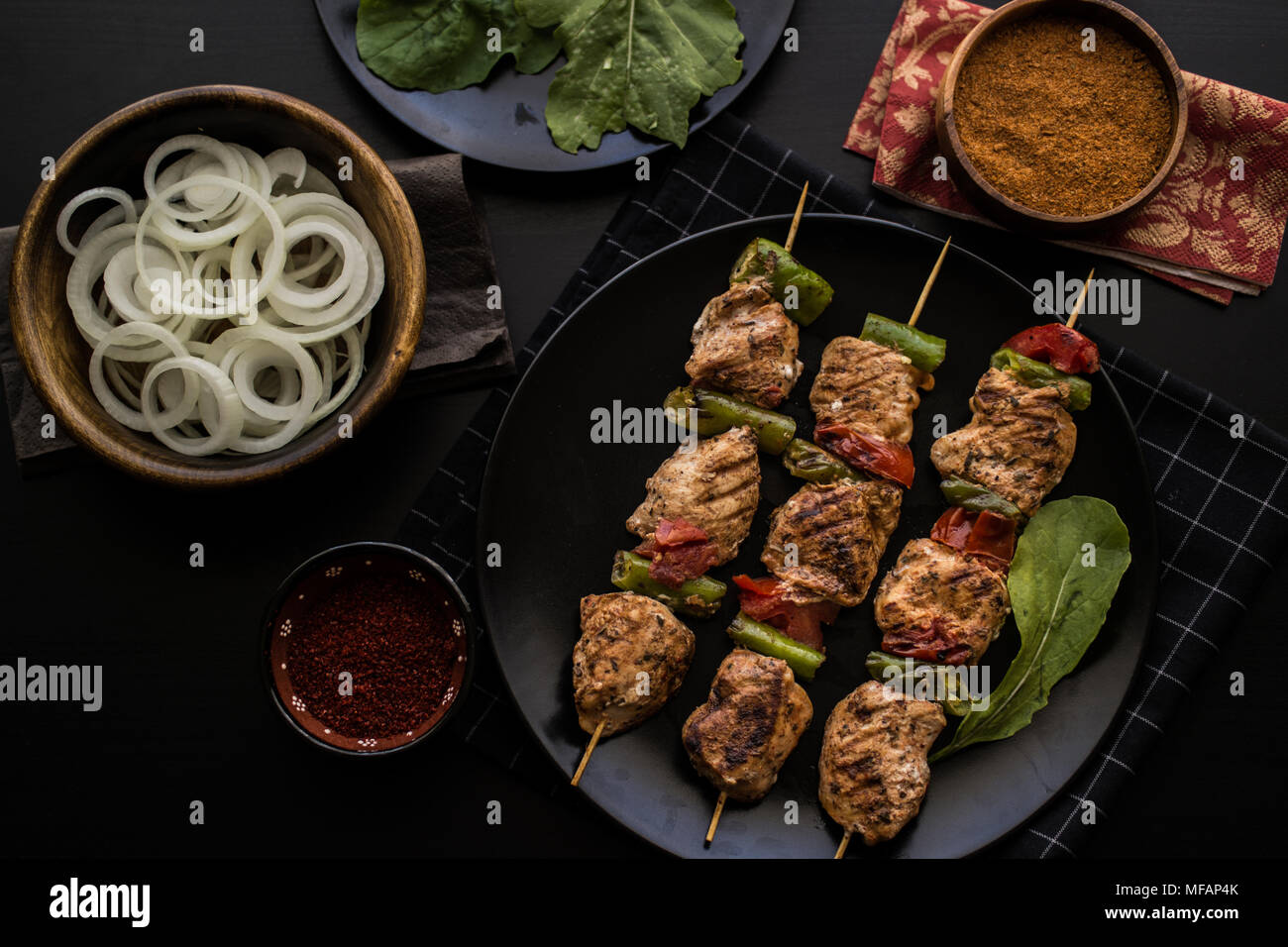 Chicken Shish Kebab is a Turkish cuisine dish of skewered and grilled ...