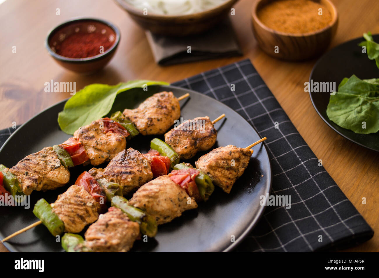 Chicken Shish Kebab is a Turkish cuisine dish of skewered and grilled ...