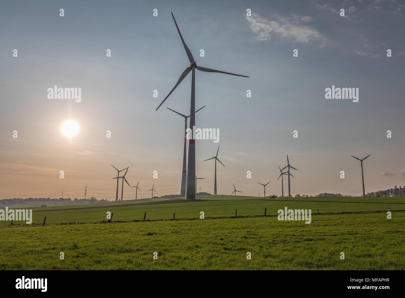 wind farm in the evening Stock Photo - Alamy