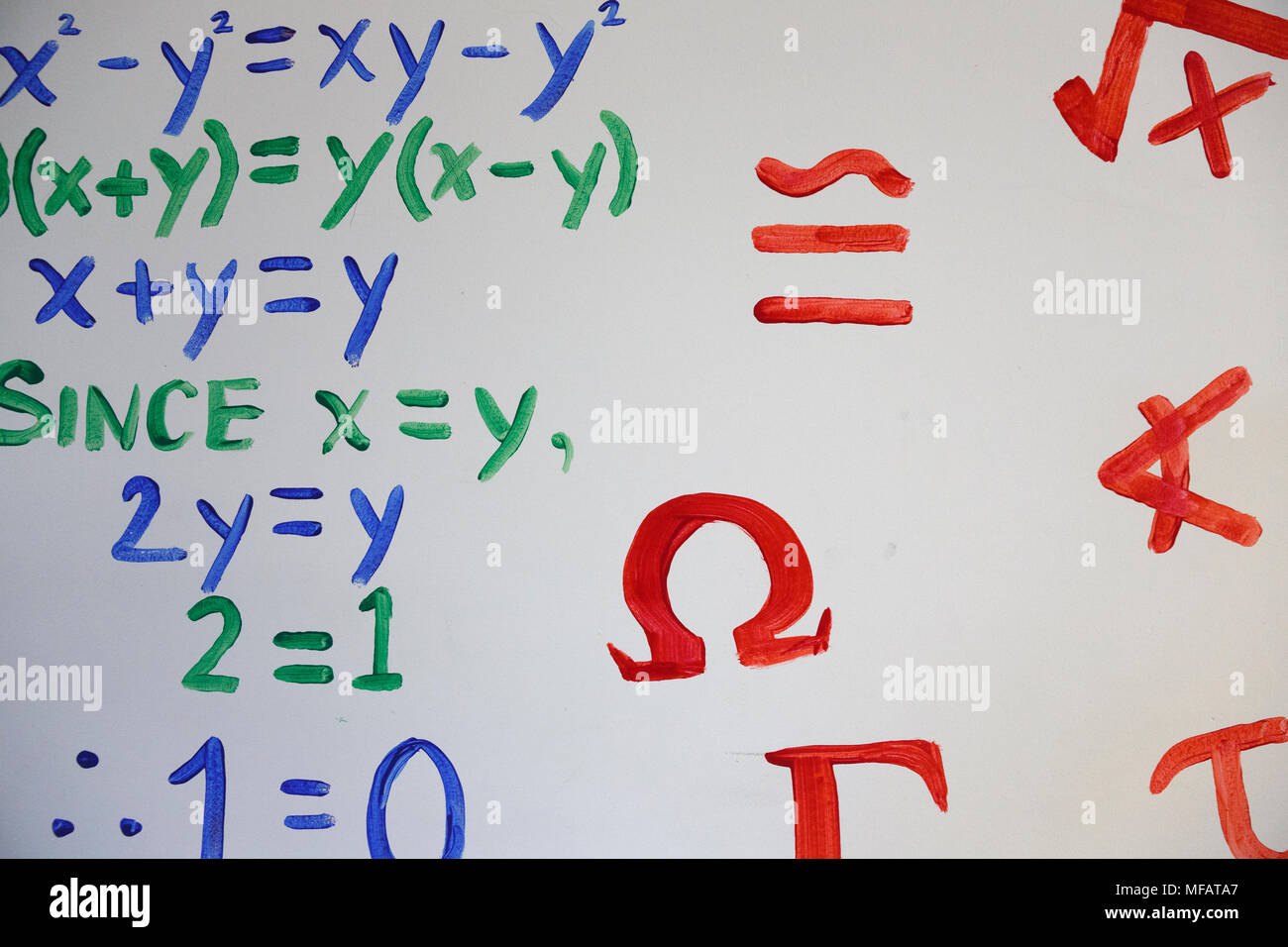 equations on a white board classroom education setting Stock Photo - Alamy