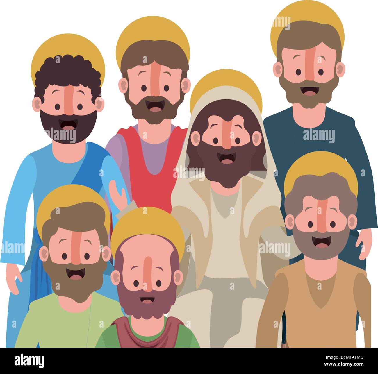 apostles group of Jesus with halo character vector illustration design ...