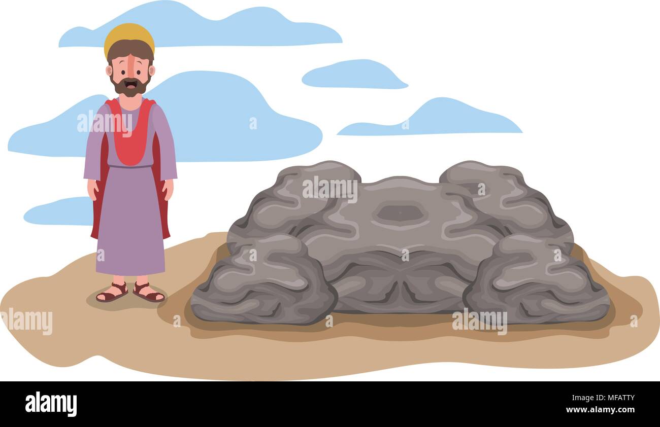 apostle of Jesus with halo in the rock character vector illustration ...
