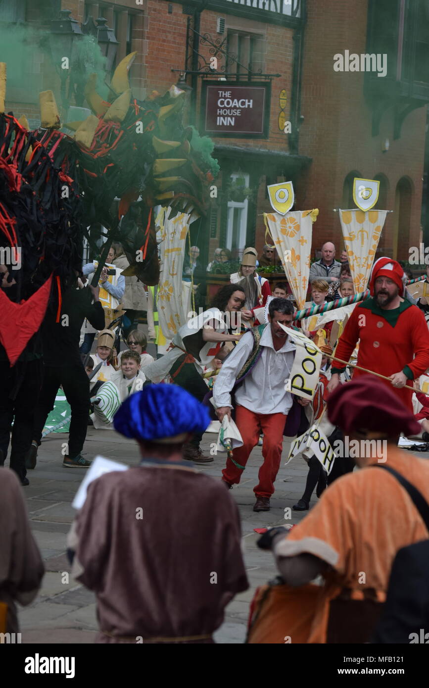 People of Chester watch a retelling of the St George's story on St ...