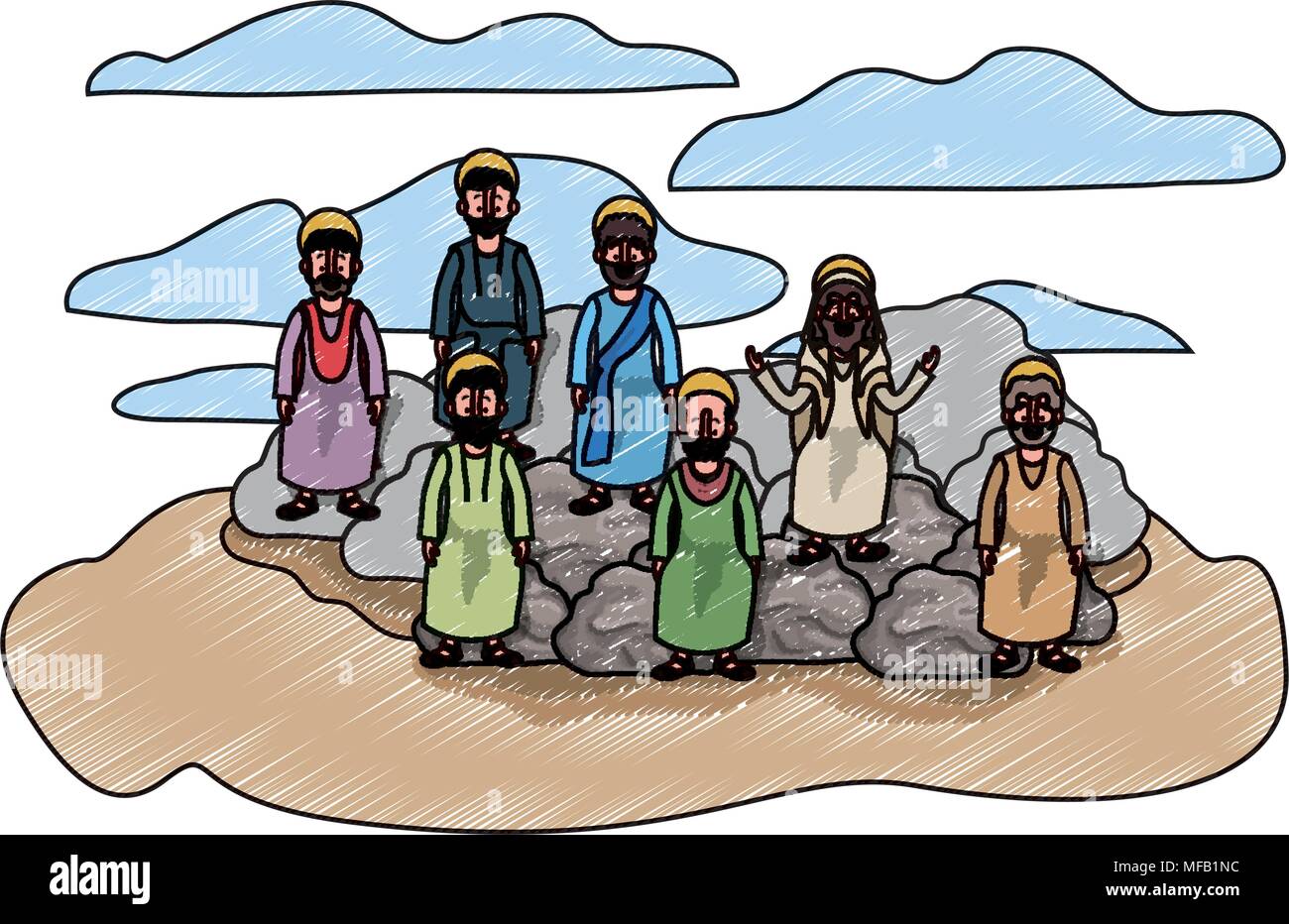 Jesus Walking With Disciples Animated