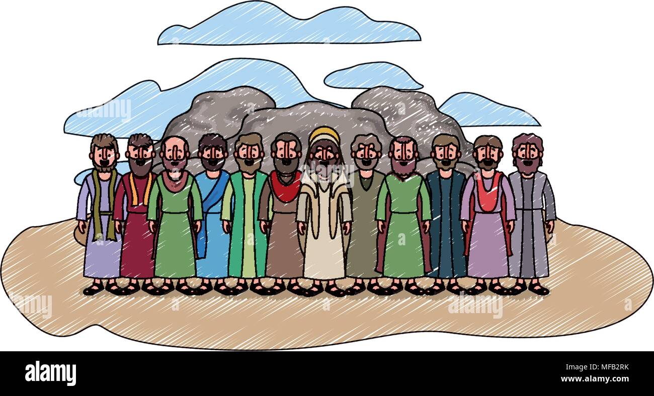 Jesus Walking With Disciples Animated