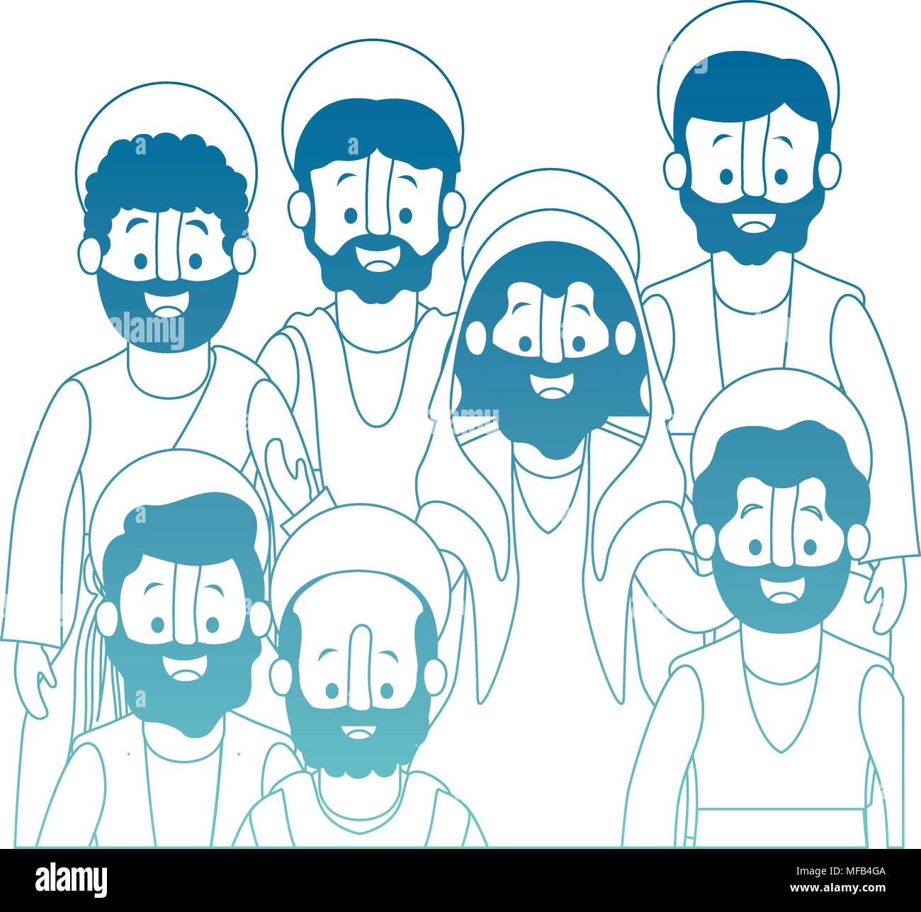 apostles group of Jesus with halo character vector illustration design ...