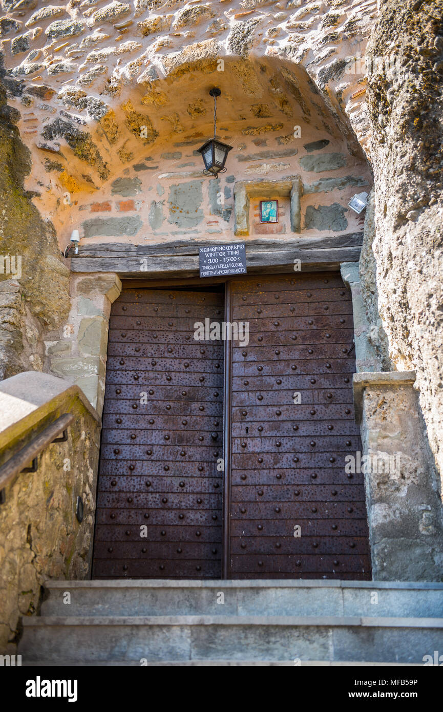Holy Monastery of Great Meteoron in Meteora mountains, Thessaly, Greece ...