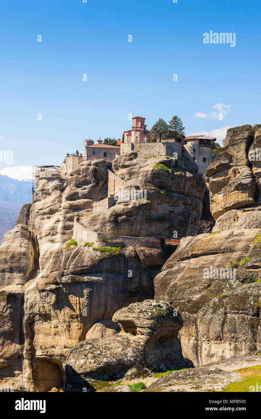 Monastery complex in Meteora mountains, Thessaly, Greece. UNESCO World ...