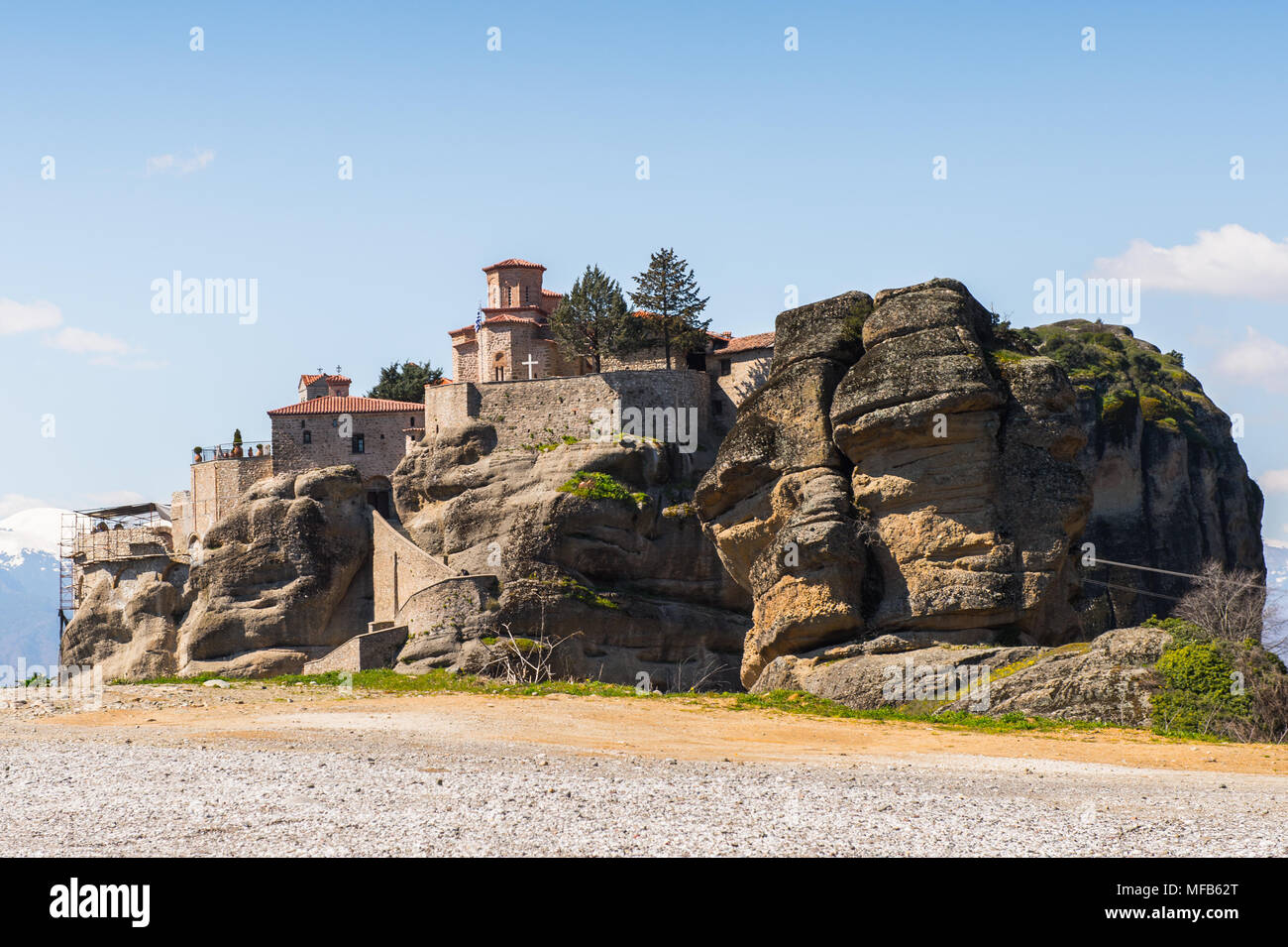 Monastery complex in Meteora mountains, Thessaly, Greece. UNESCO World ...