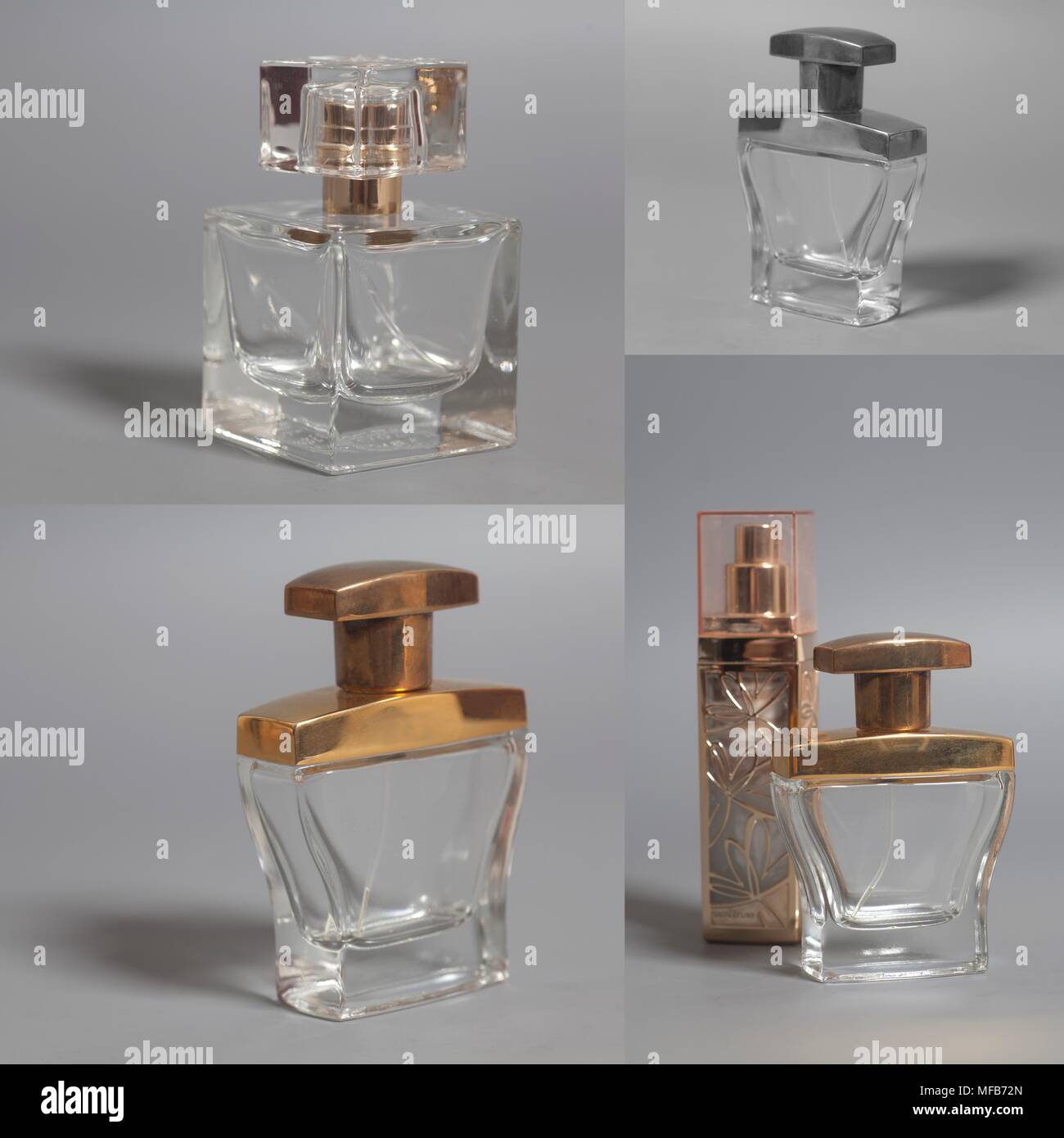 men's and woman perfume in bottles collage Stock Photo - Alamy