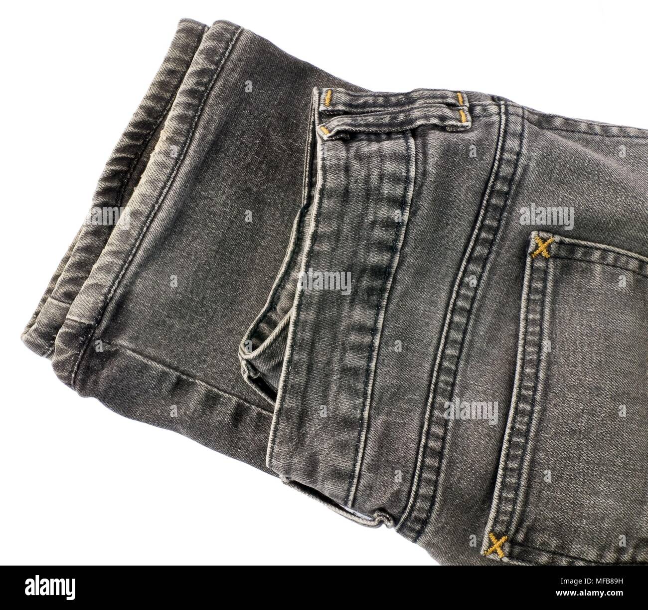 Fabric Texture, Close Up of Black Denim Jean Isolated On A White ...
