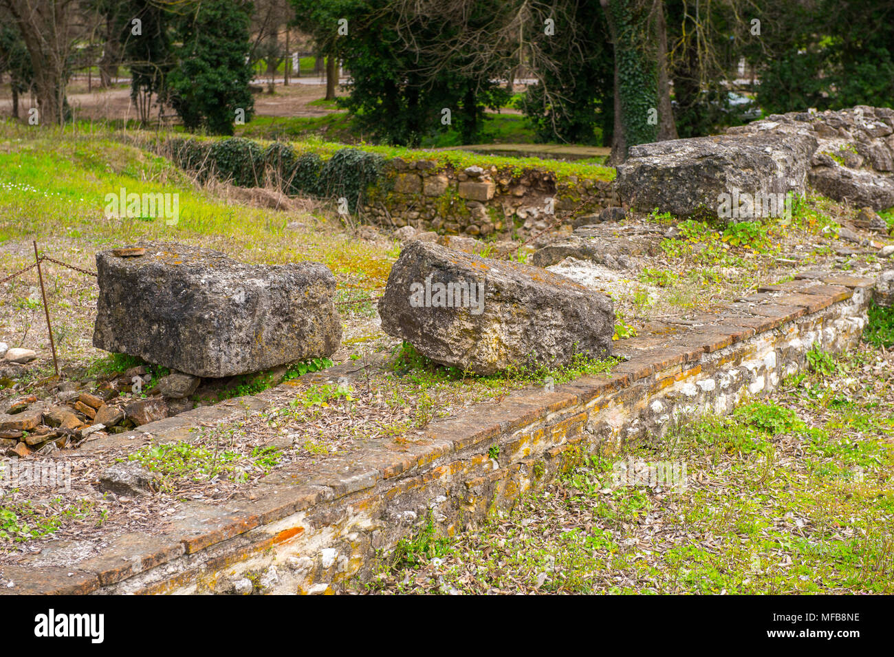 Ancient ruins in the Dion Archeological Site in Greece Stock Photo - Alamy
