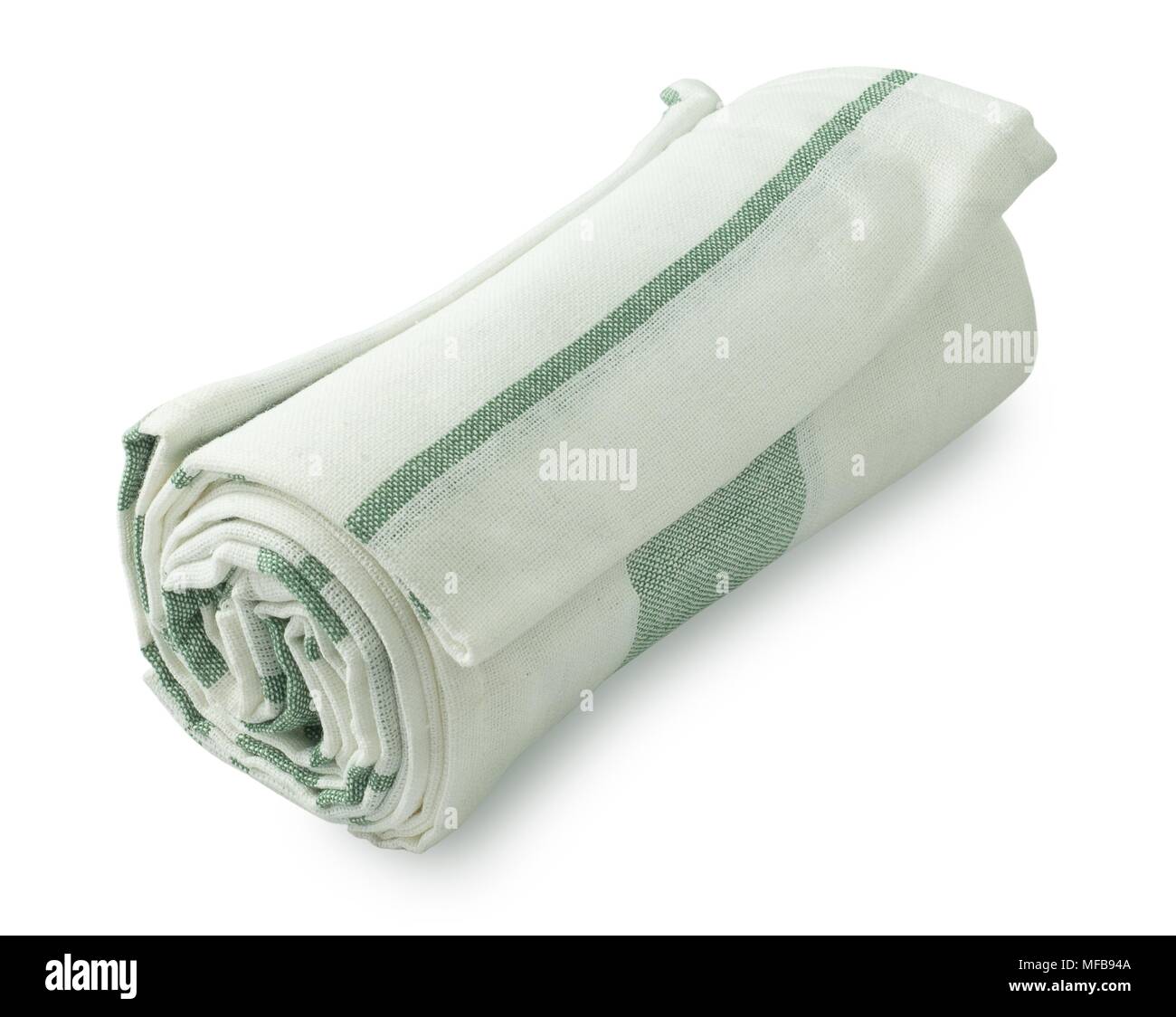 Kitchen Utensil, White and Green Napkin, Serviette or Kitchen Towel ...