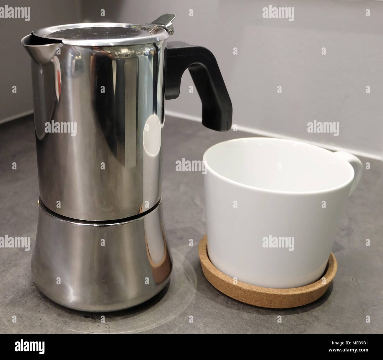 Cuisine and Food, White Porcelain Cup with Coffee Pot on The Table Used ...