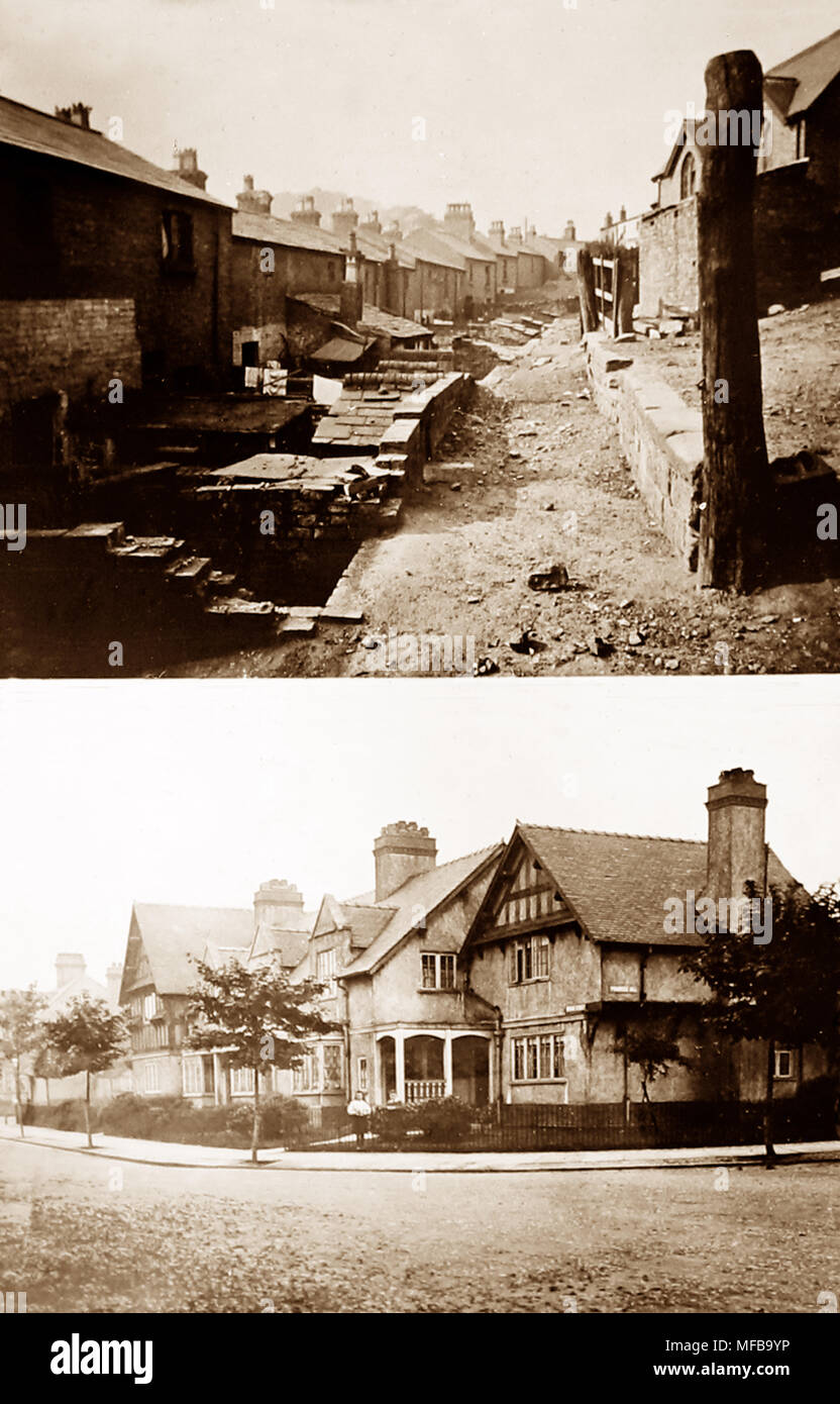 Primrose Hill old and new, Port Sunlight Village, early 1900s Stock ...