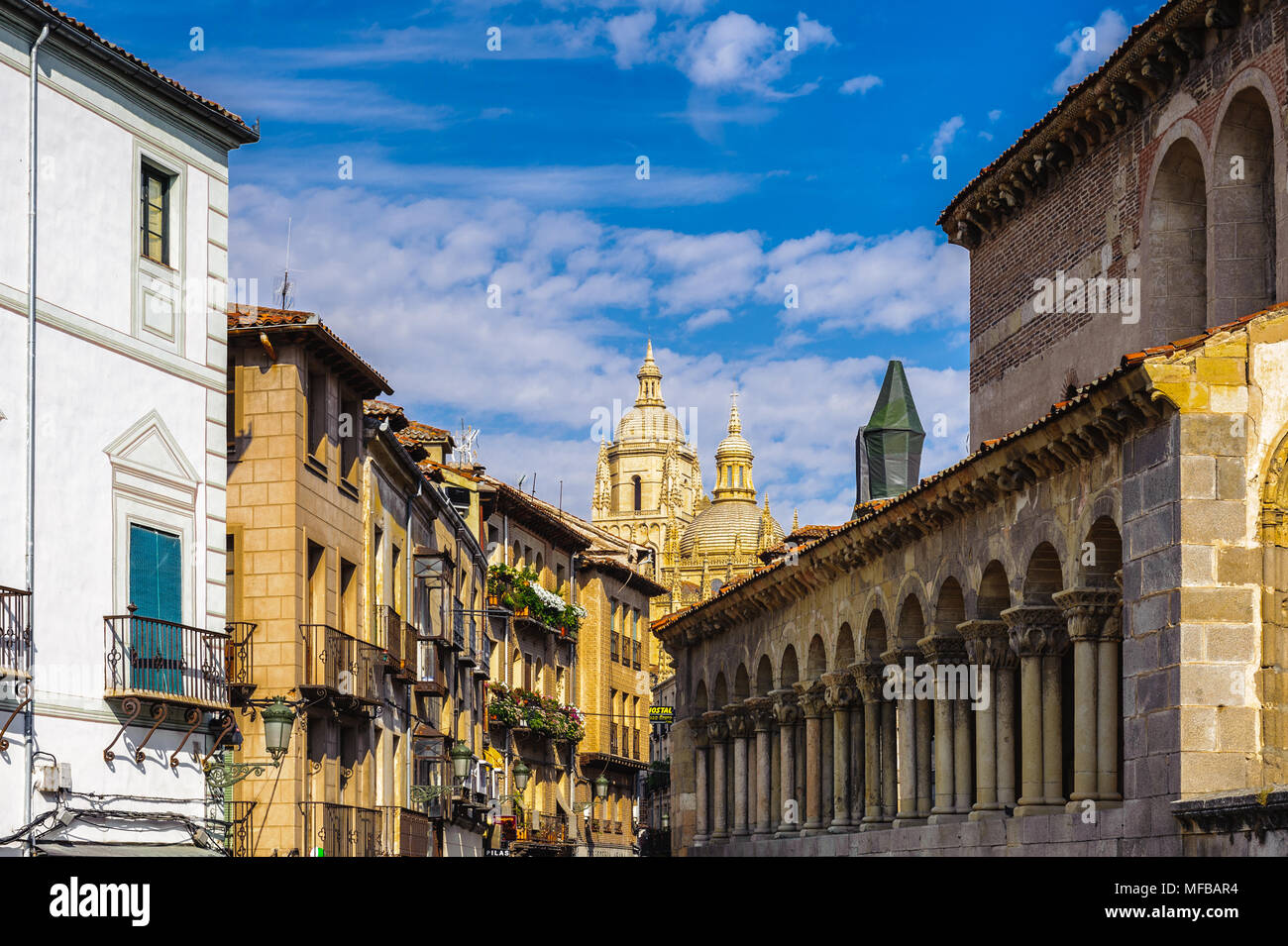 Medival street in Spanish town Stock Photo - Alamy