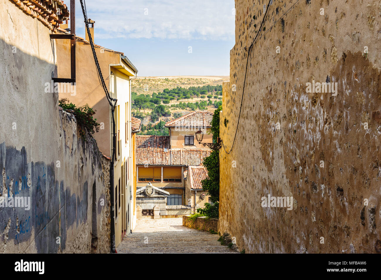 Medieval building in Segovia, a medieval city in the region of Castile ...
