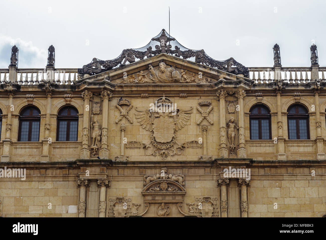 Facade of the old Alcala University, Alcala de Henares, Spain Stock ...