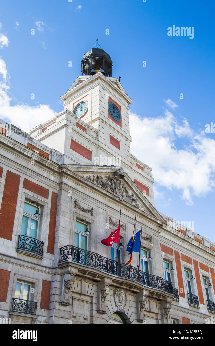 House of the Post Office on the Puerta del Sol, Madrid, Spain. Puerta ...