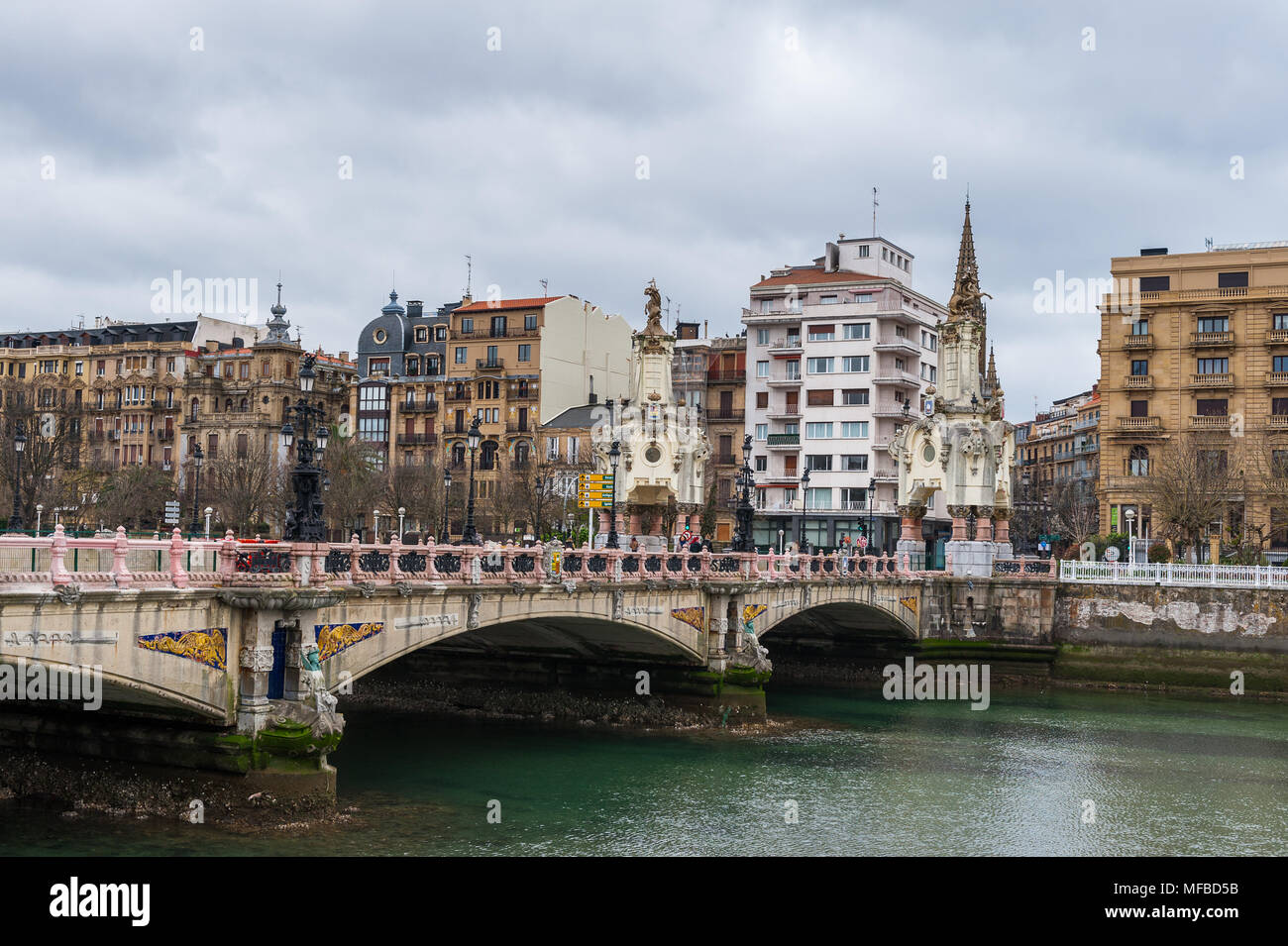 Maria Cristina Bridge over the river Urumea, San Sebastian, Spain ...