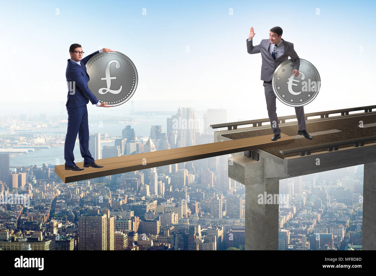 Interdependency concept with two currencies Stock Photo - Alamy