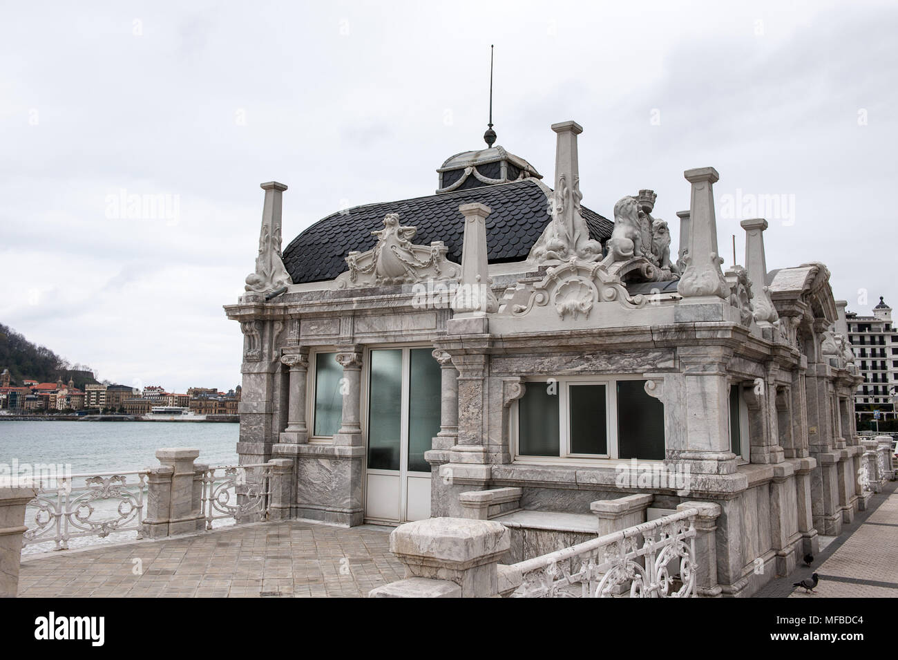 Buildings of the the Bay de la Concha, San Sebastian, Basque Country ...