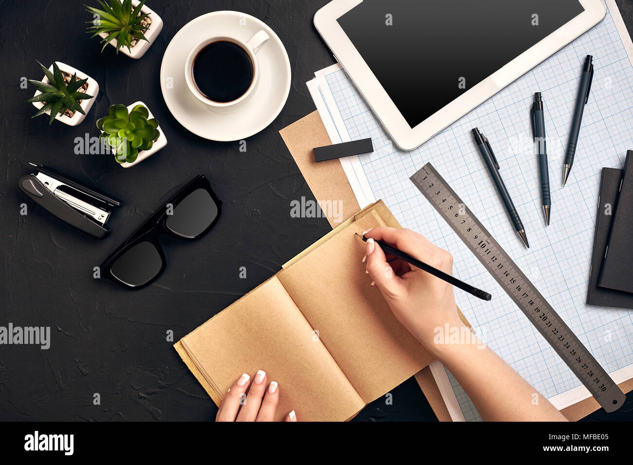 Concept architects. Architects workplace, architectural project ...