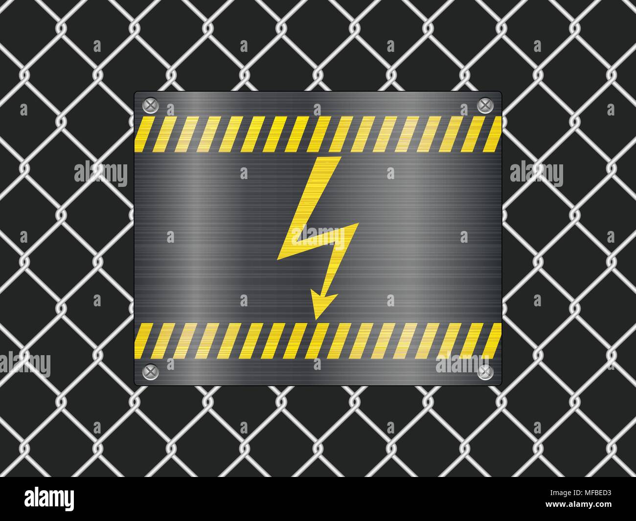 Wire fence and voltage sign sign background. Vector illustrator Stock ...