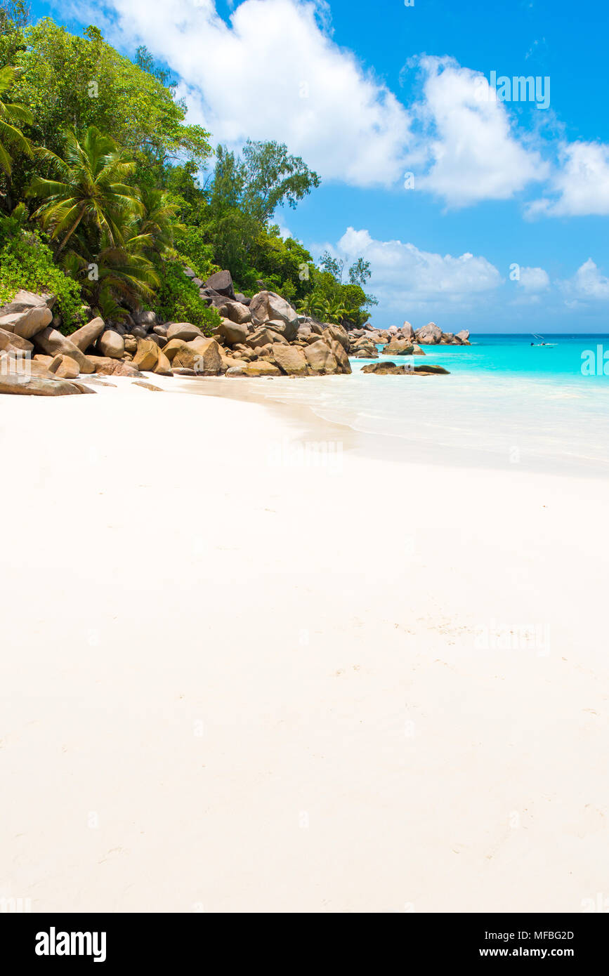 Beautiful Paradise beach - Anse Georgette at Praslin, Seychelles Stock ...