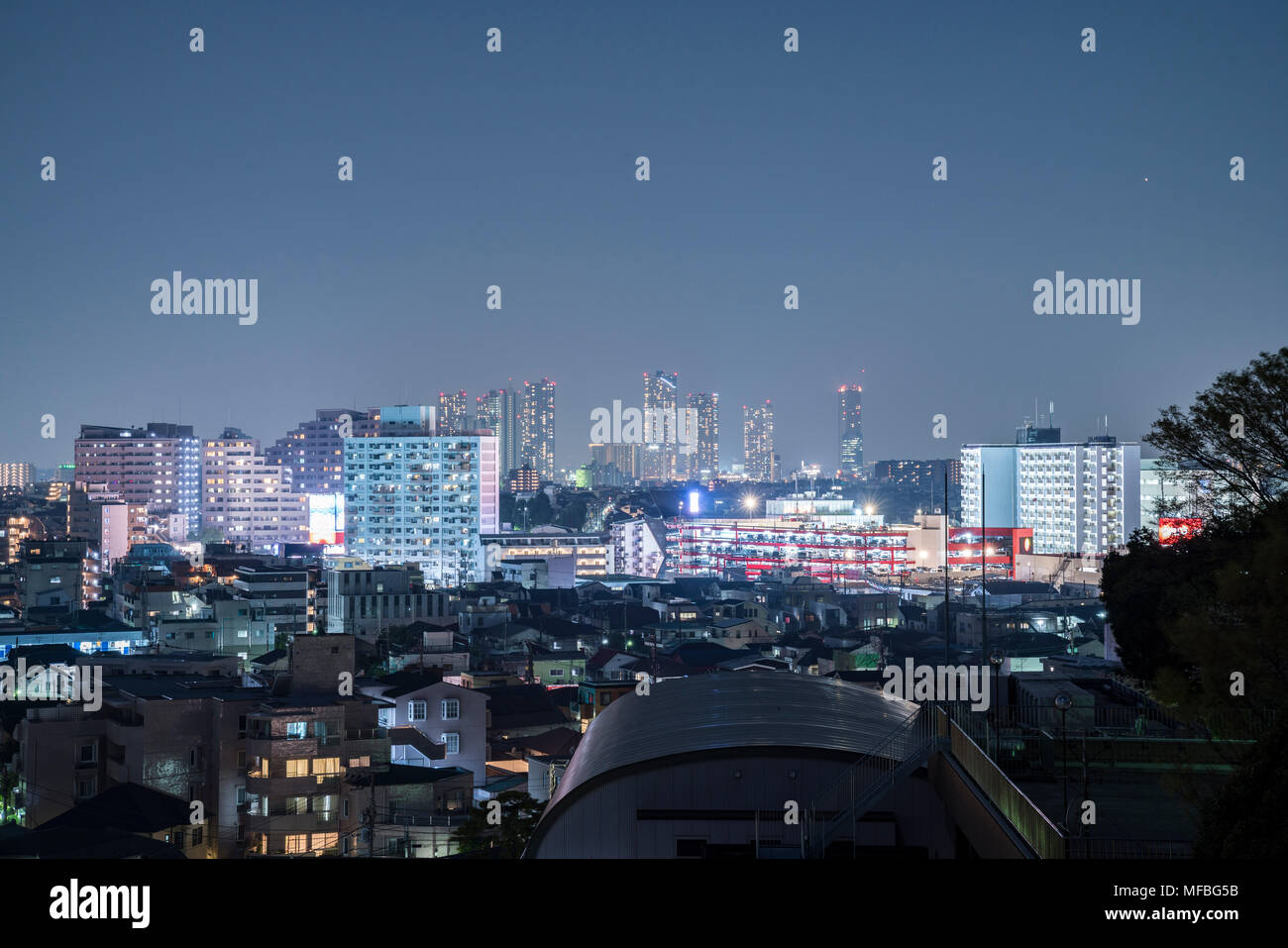 General view of Ota-Ku at night. Futako-Tamagawa on back. View from ...