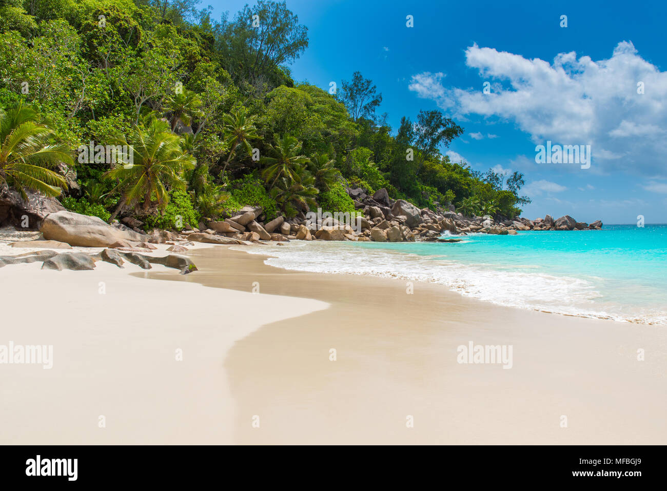 Beautiful Paradise beach - Anse Georgette at Praslin, Seychelles Stock ...