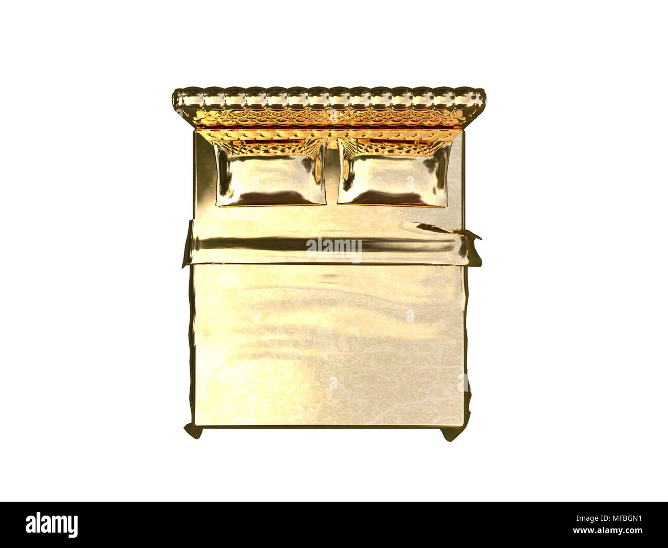 3d rendering of a golden bed isolated on a white background Stock Photo ...