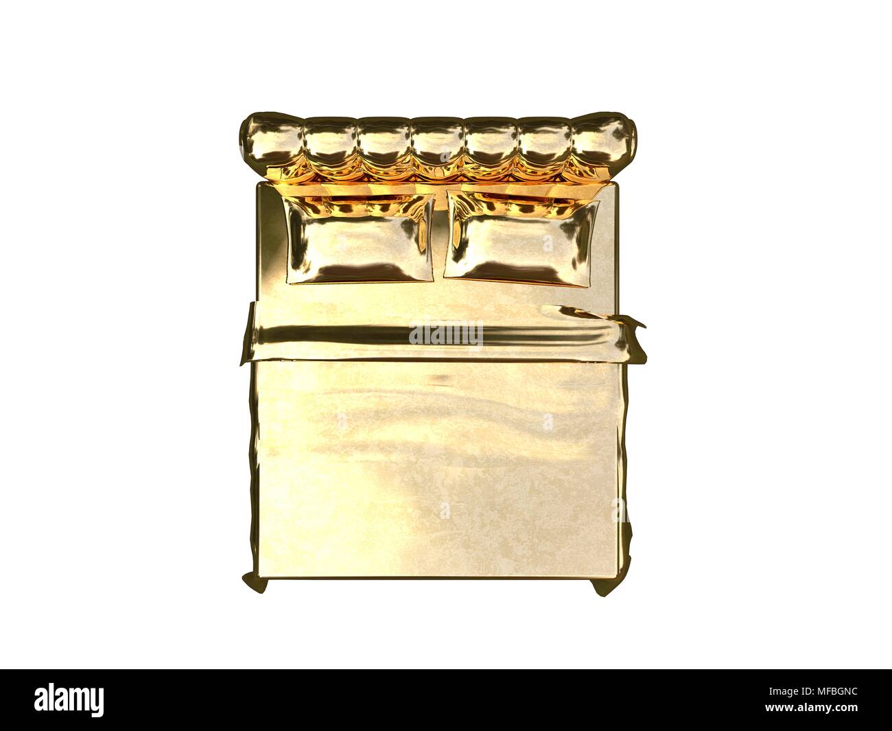 3d rendering of a golden bed isolated on a white background Stock Photo ...
