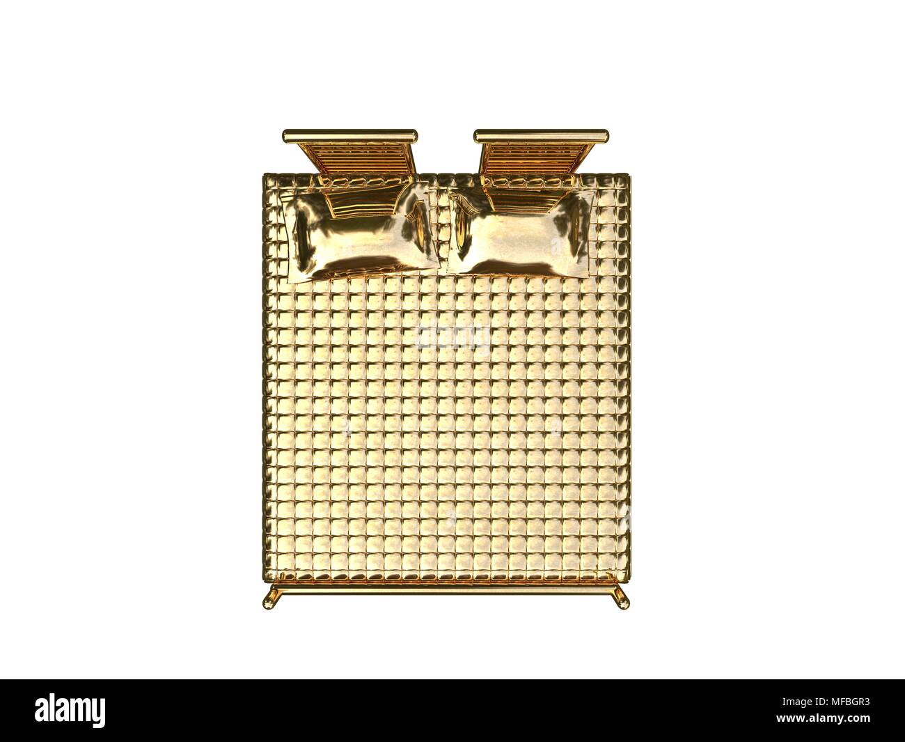 3d rendering of a golden bed isolated on a white background Stock Photo ...