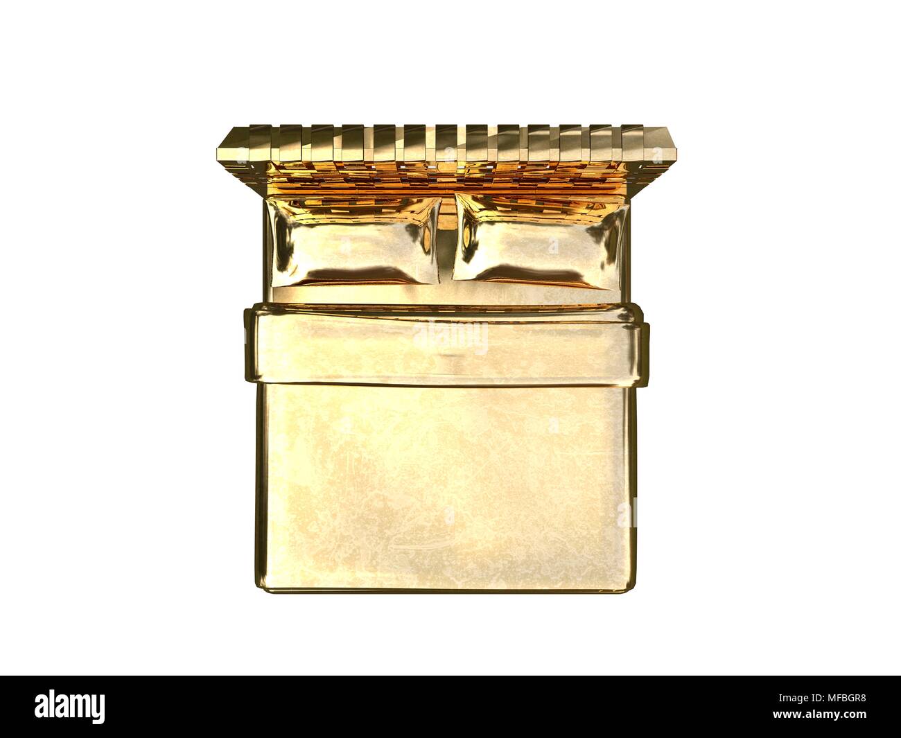 3d rendering of a golden bed isolated on a white background Stock Photo ...