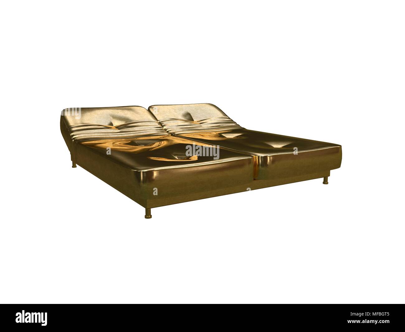 3d rendering of a golden bed isolated on a white background Stock Photo ...